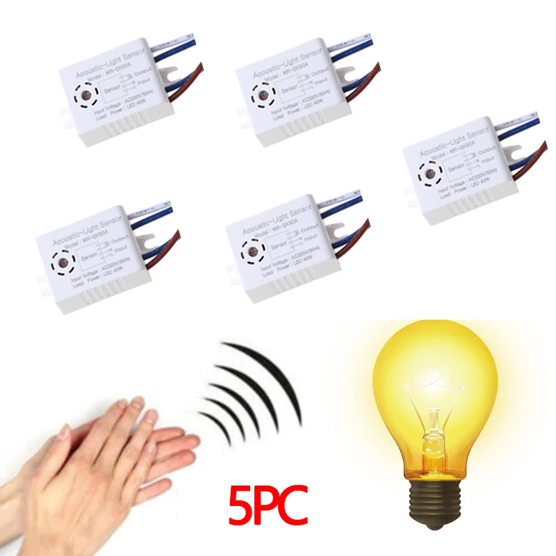 5PC Sound Control Sensor Smart Switches Module Detector Voice Sensor ...