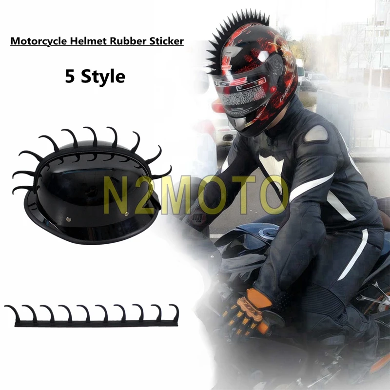 Black Motorcycle Helmet Sticker Mohawk Spike Cool Biker Warrior Stick ...