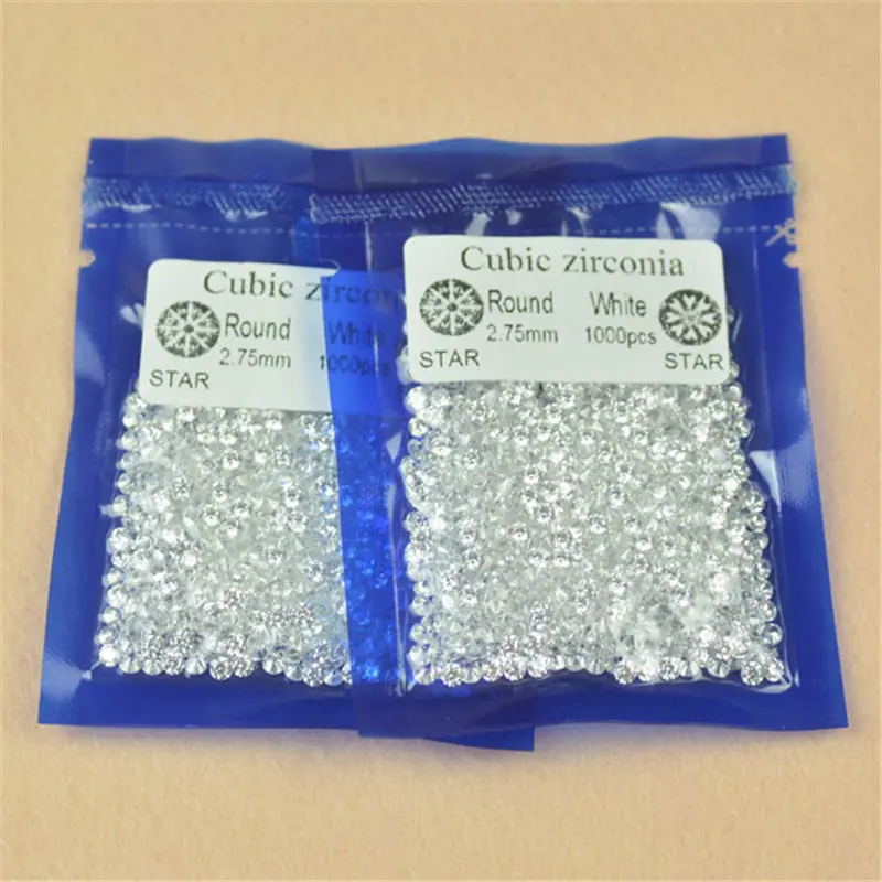 5A Grade Sale 1000Pcs White Color 0.7~5mm Round Shape Brilliant Cut ...