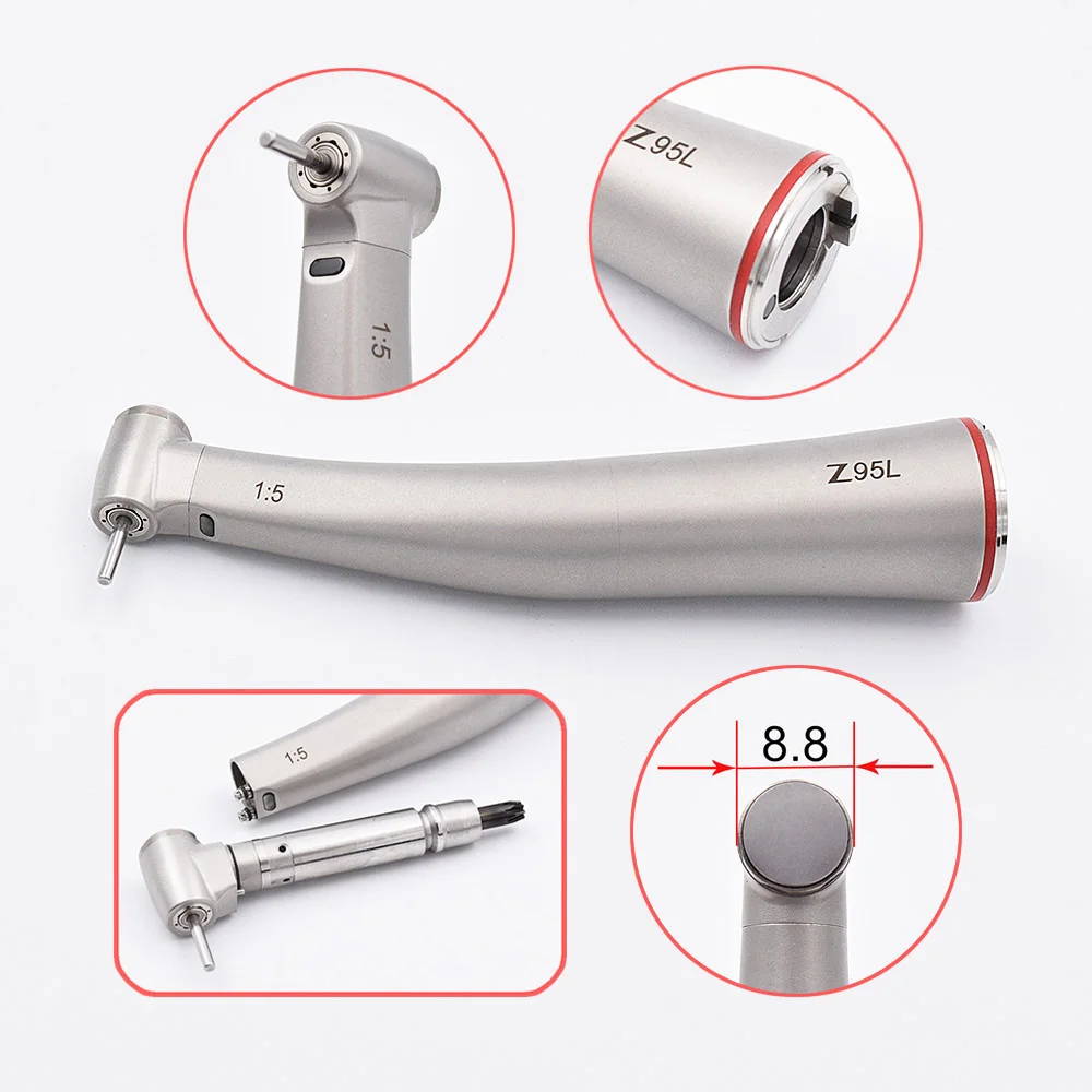 Z95L mini Dental 1:5 Increasing Fiber Optic Contra Angle Low Speed Handpiece Red Ring Air Turbine