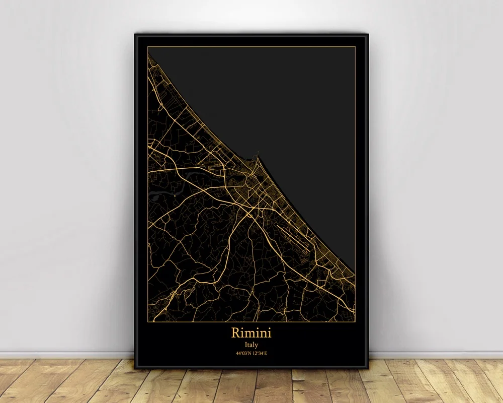 Rimini-Italy-Black-Gold-City-Light-Maps-Custom-World-City-Map-Posters ...