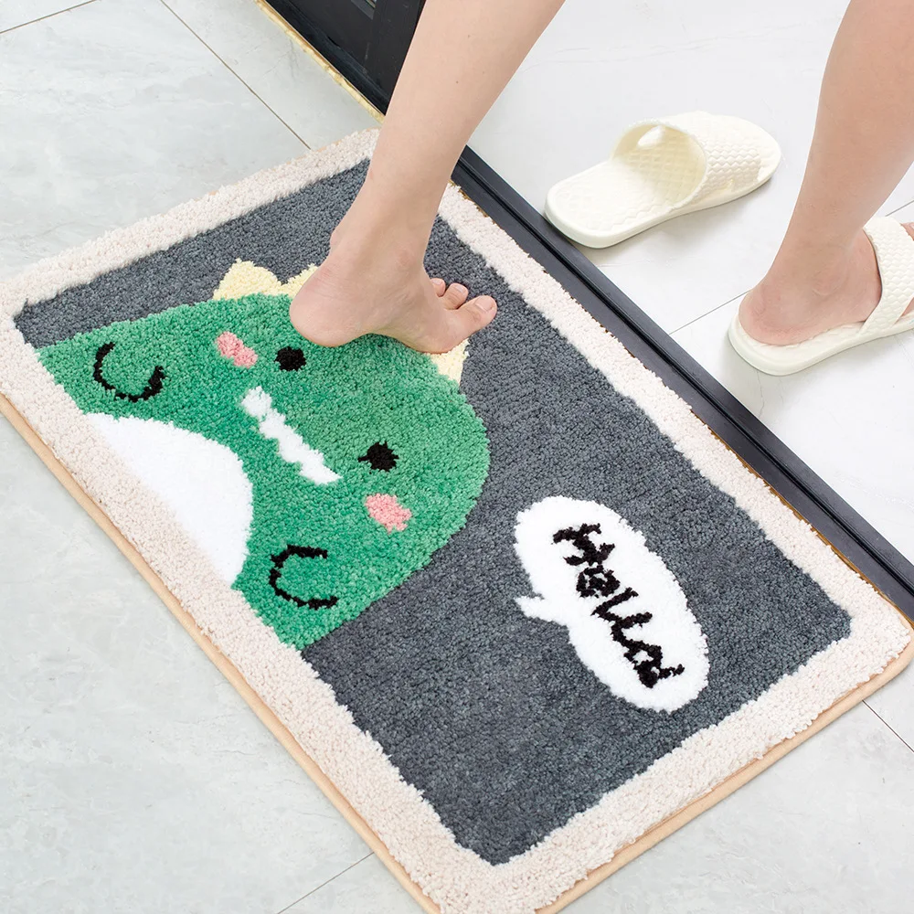 Cartoon household bathroom carpet floor mats, toilet and toilet door ...