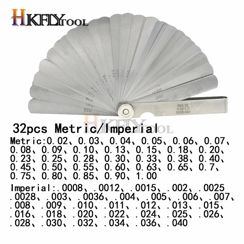 32pcs in 1 Feeler Gauge 0.02-1.0mm Stainless Steel Gap Gauge High Precision Foldable Feeler ...