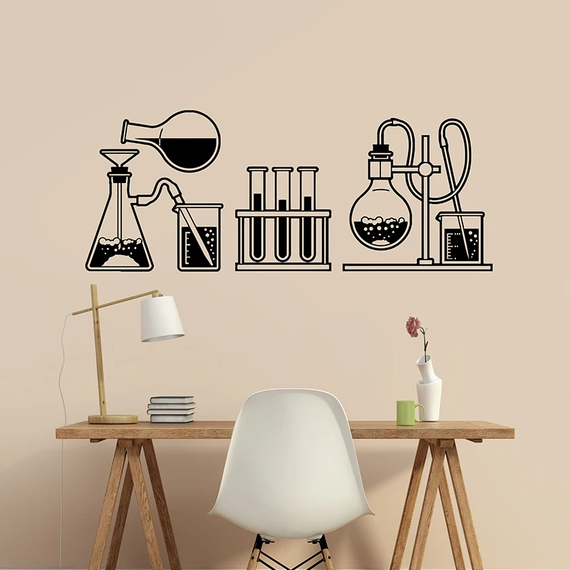 Chemical Laboratory Wall Decal Glass Flasks Home Classroom Art Decor ...