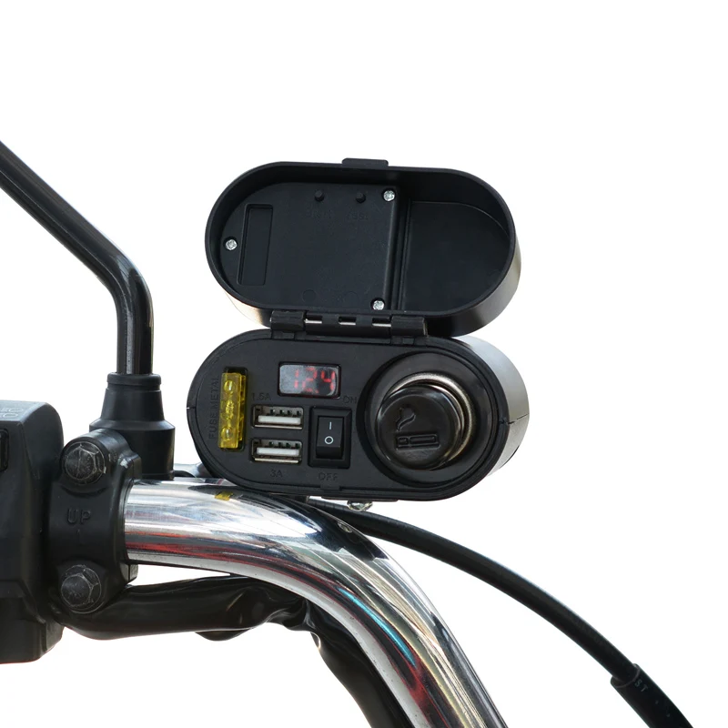 Motorcycle-Handlebar-Cigarette-Lighter-Dual-USB-Charger-Waterproof ...