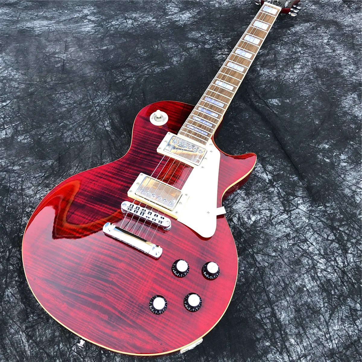 Grote-Red-Burst-Flame-Maple-LP-Electric-Guitar-Rosewood-Fingerboard ...
