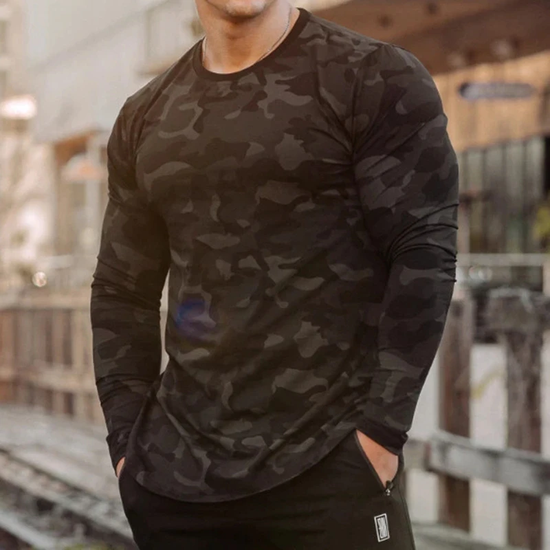 Casual Long Sleeve Men’s Gym Fitness Skinny T Shirt - Men's Fitness ...