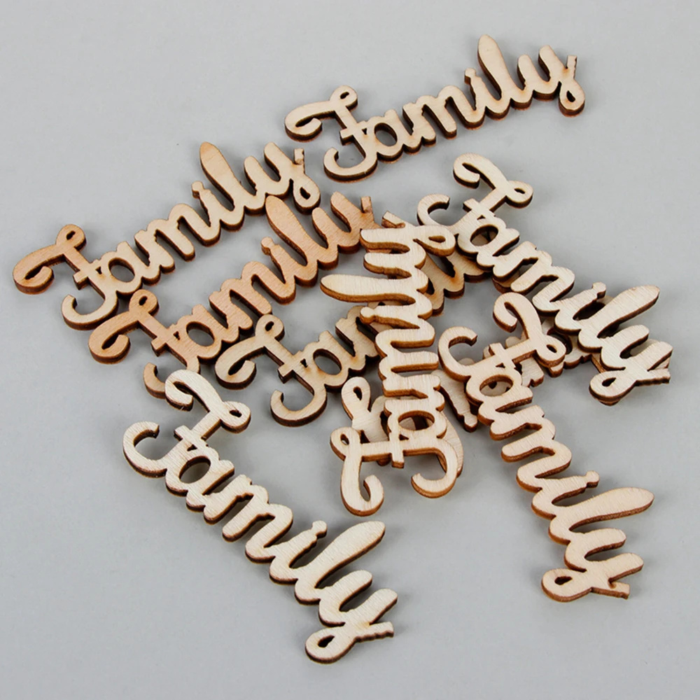 random style!10 Pieces Wooden Family Word Letters Alphabet Script for ...