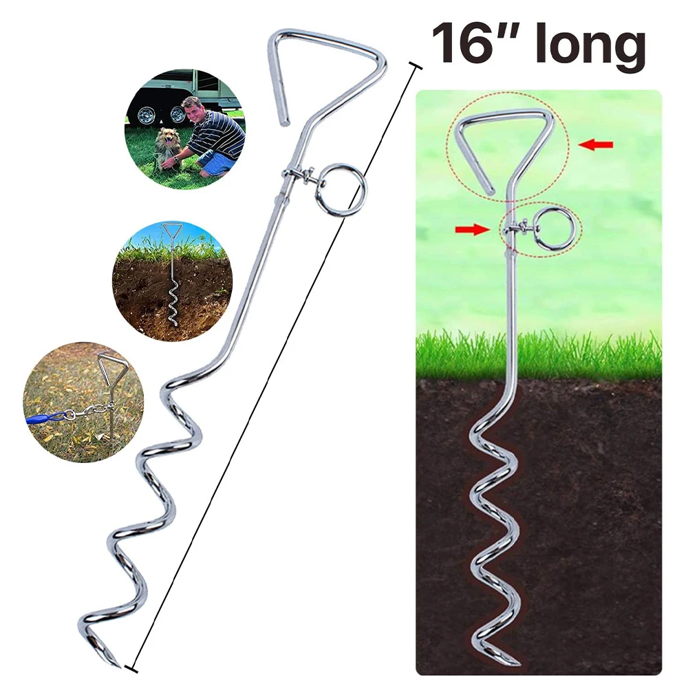 Outdoor Pet Leash With Dog Rope Fixed Pile Metal Screw Stake Tethering ...