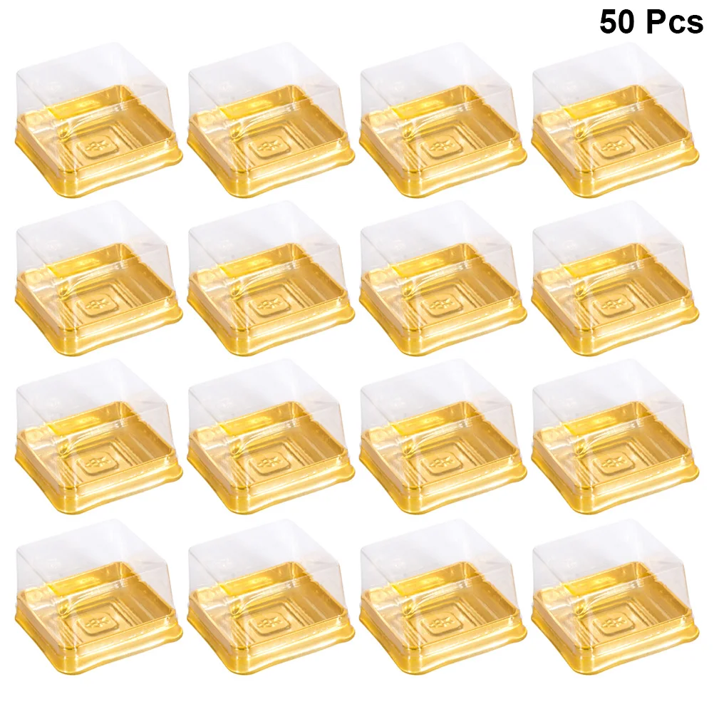 50pcs Plastic Square Moon Cake Packaging Box Egg-Yolk Puff Container ...