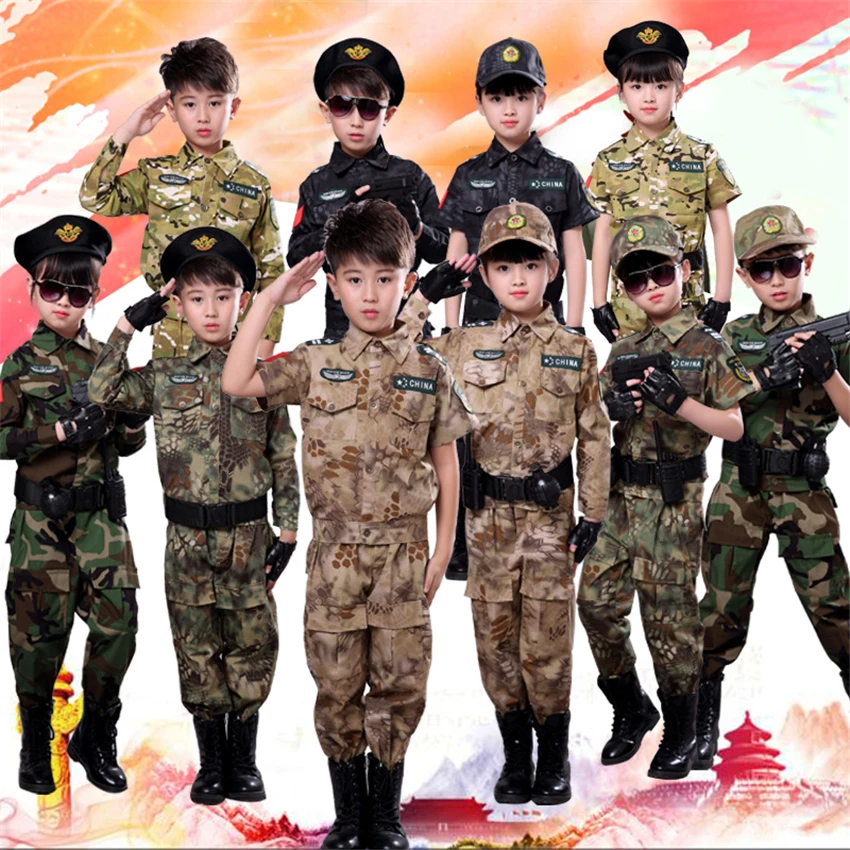 Children Military Training Uniforms Kids Outdoor Clothing Boys Girls ...