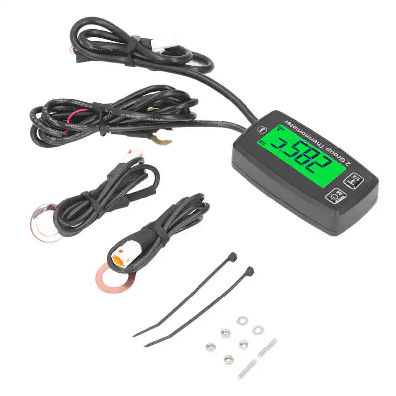 Dual Channel LCD Thermometer Engine Temp Gauge Meter Digital Display ...