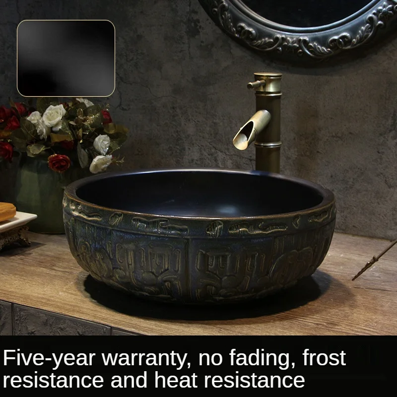 Chinese style bathroom ceramic wash basin above counter basin hand ...
