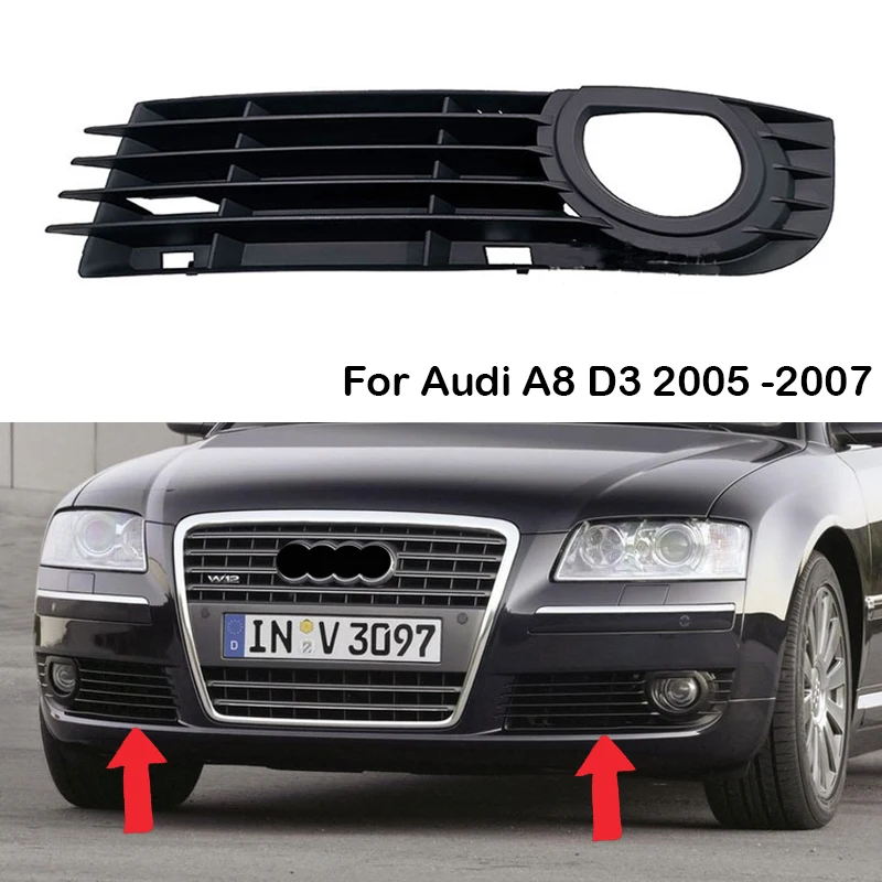 자동 앞 좌측 오른쪽 범퍼 안개등 램프 그릴 Audi A8 D3 2005 2006 2007 4E0807681AD ...