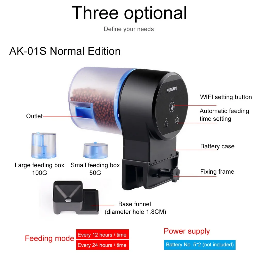 Aquarium Fish Feeder WIFI Programmable Auto Fish Food Dispenser Smart ...