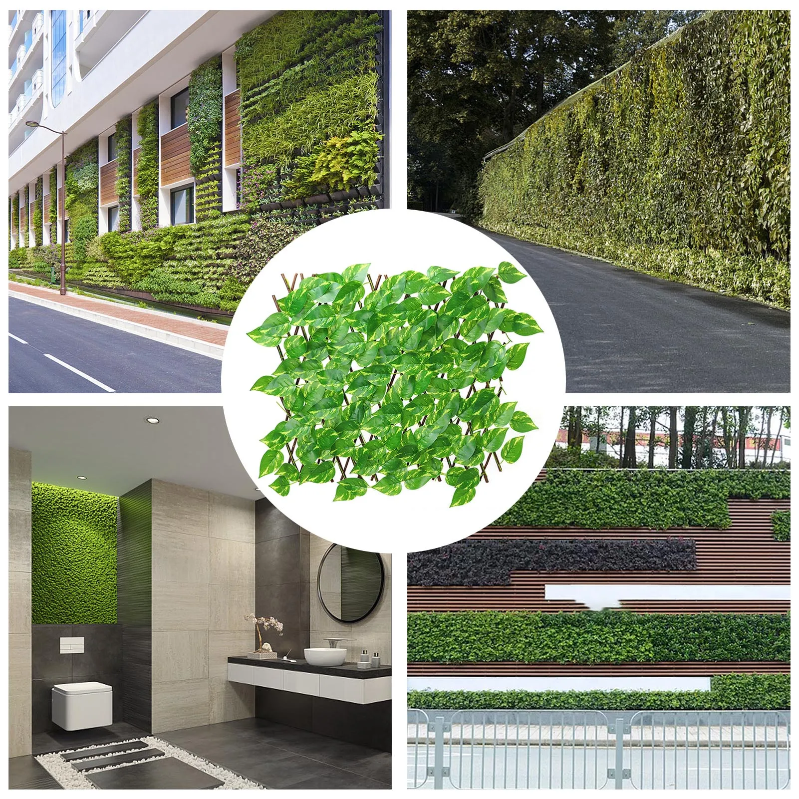 Treillis,Clôture rétractable en rouleau de feuilles artificielles 40 ...