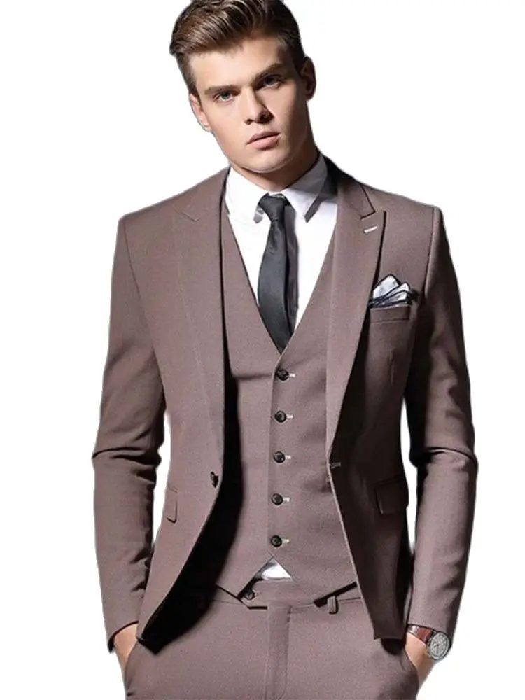 Traje de hombre Slim Fit 3 piezas trajes para boda fiesta chaqueta ...