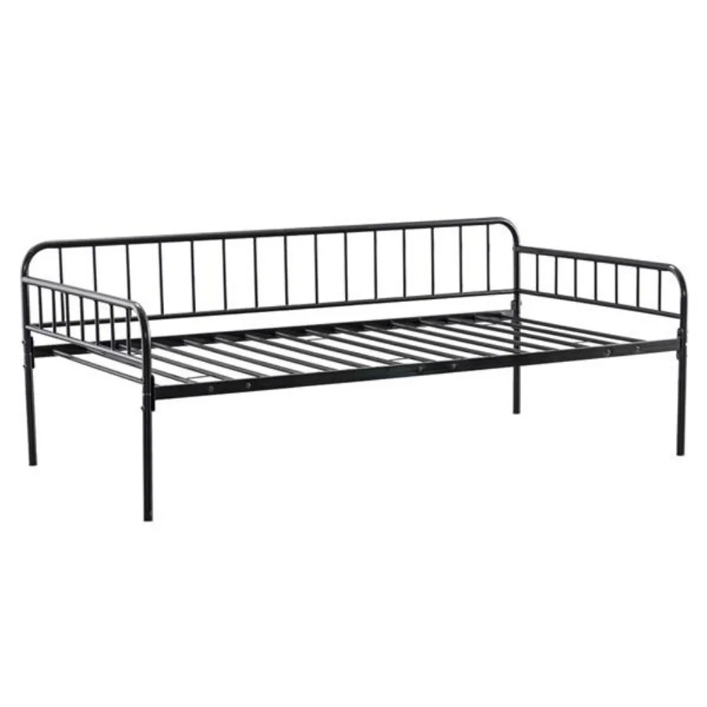 Metal Bed Frame Simple Vertical Bar Decoration Daybed Black Twin Easy ...
