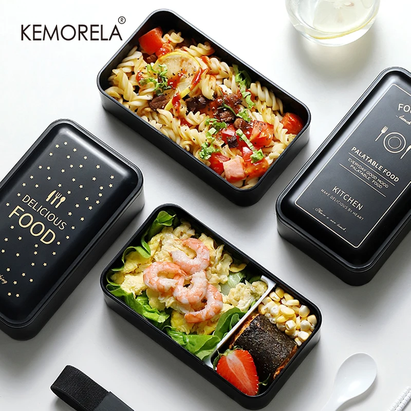 Portable Rectangular Lunch Box Double Plastic Health Material Bento Box ...