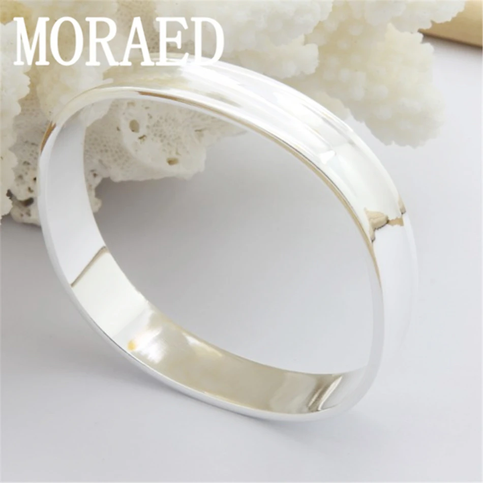 925 Sterling Silver Smooth Solid Bracelet Bangles For Women Men Charm ...