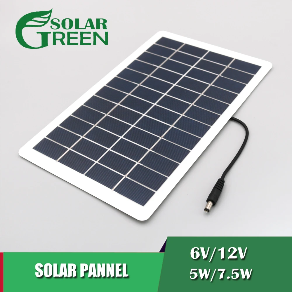 Solar-Panel-5W-7-5W-12V-6V-DC5-5-2-1-Battery-Charger-Voltage-Regulator ...