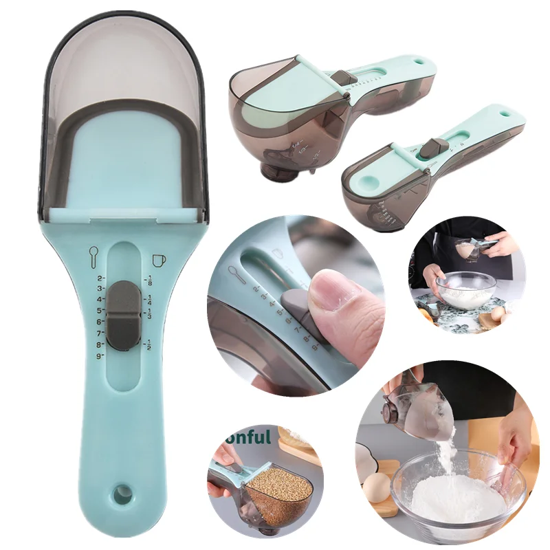 Adjustable Measuring Cups Multi functional Spoons Kitchen Tools Plastic Tablespoon Measuring Cup ...