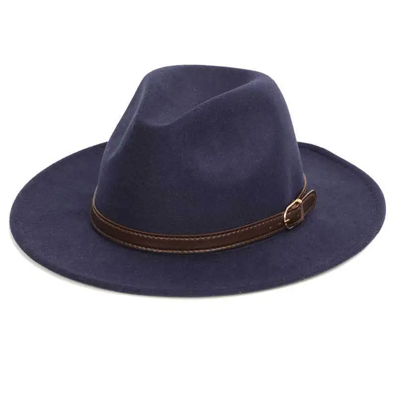 Sombrero Fedora de lana con cinta de cuero para hombre y mujer ...