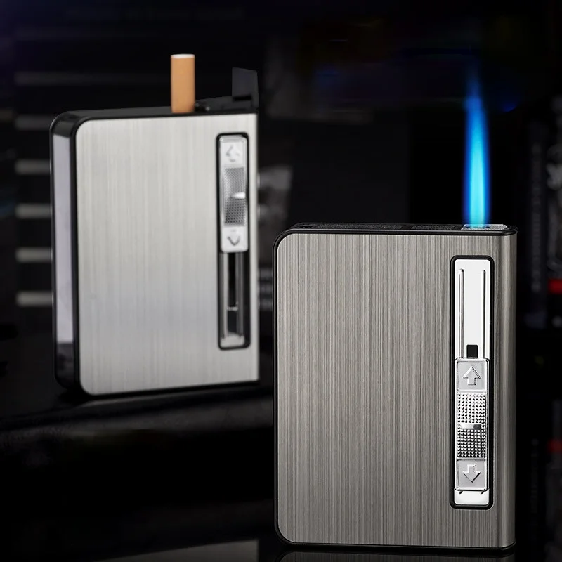 Creative-Gold-Windproof-Cigarette-Box-10pcs-Straight-Flush-Integrated ...