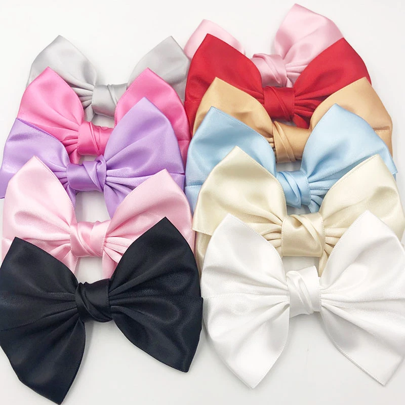 10pcs Big Satin Ribbon Bows Wedding Appliques Sewing Handmade Flowers ...