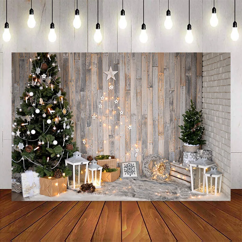 Rustic Christmas Lights Background