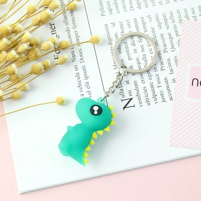 Four Color Cute Cartoon Little Dinosaur Keychain Animal Key chains For ...