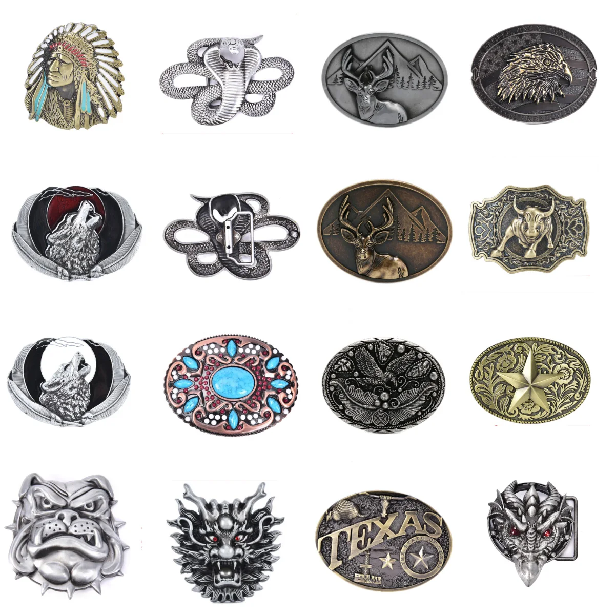 1pcs Luxury Eagle Star Metal Cool Belt Buckles For Man Unisex Western ...