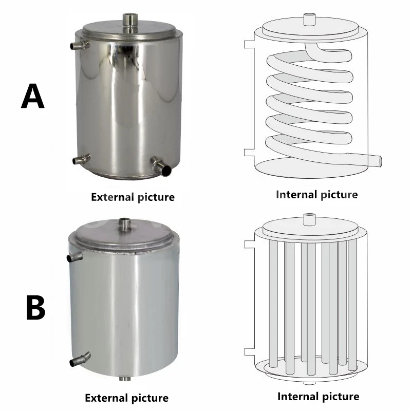 6L stainless steel spiral cooler heat exchanger cold exchanger cold hot ...