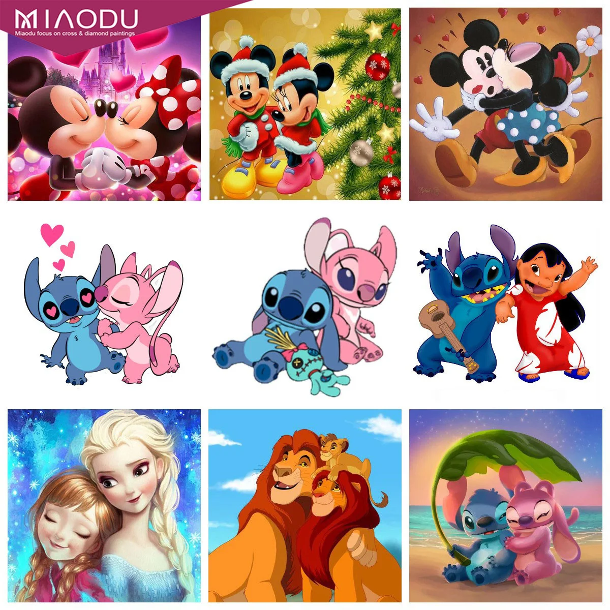 Pintura de diamantes DIY Disney Lilo Stitch Nani Frozen Minnie Mickey ...