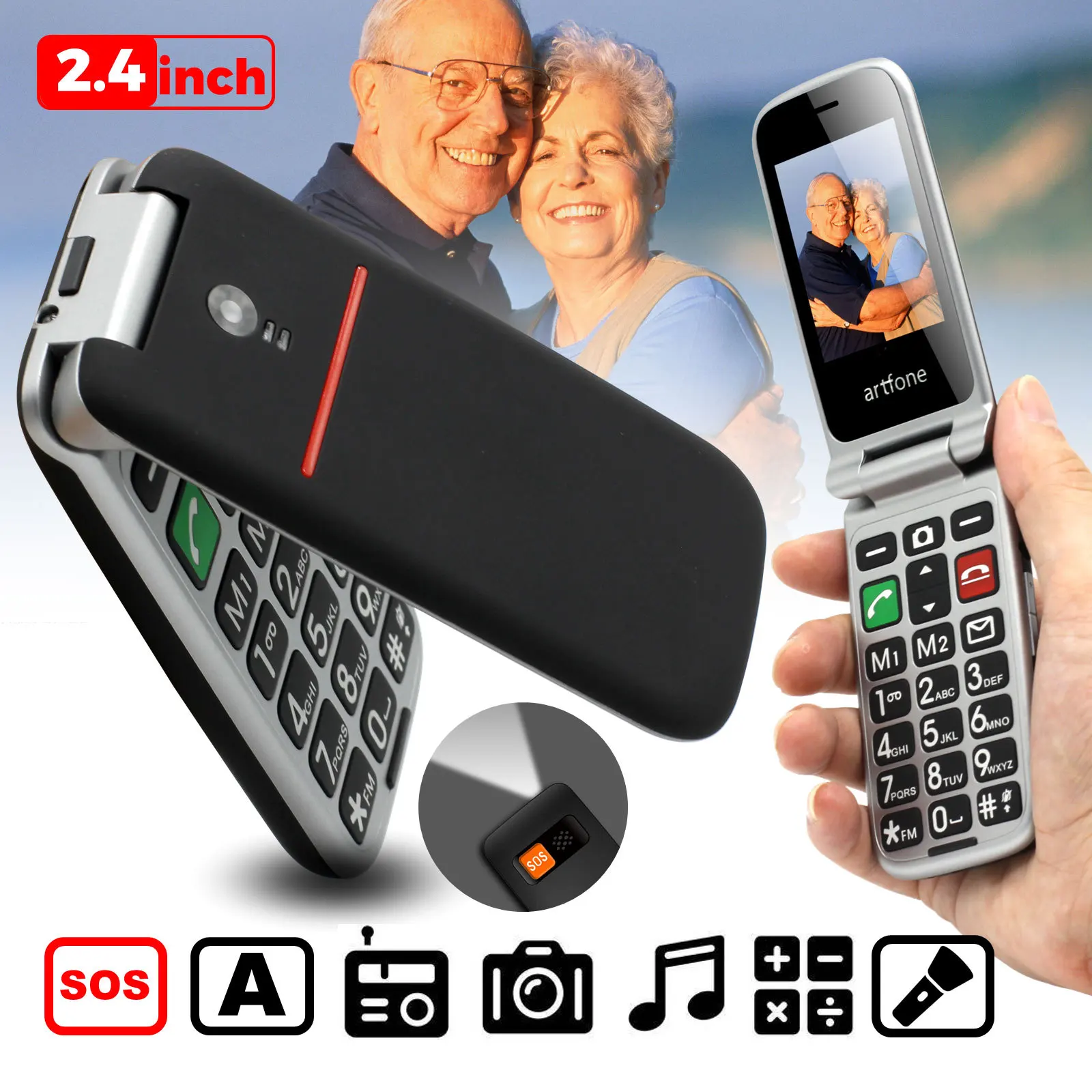 Flip Big Button Senior Mobile Phone Artfone Cf241a For Elderly Unlocked Celulares Duall Sim ...