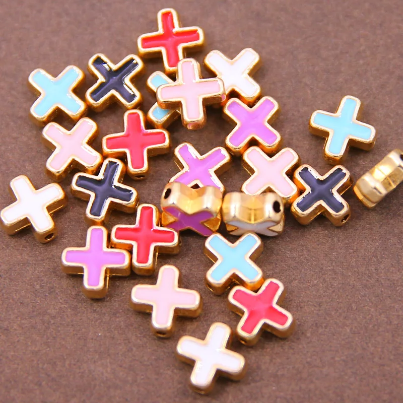 10pcs Color Enamel Square Knights Templar Cross Beads 10mm Jewelry Diy ...