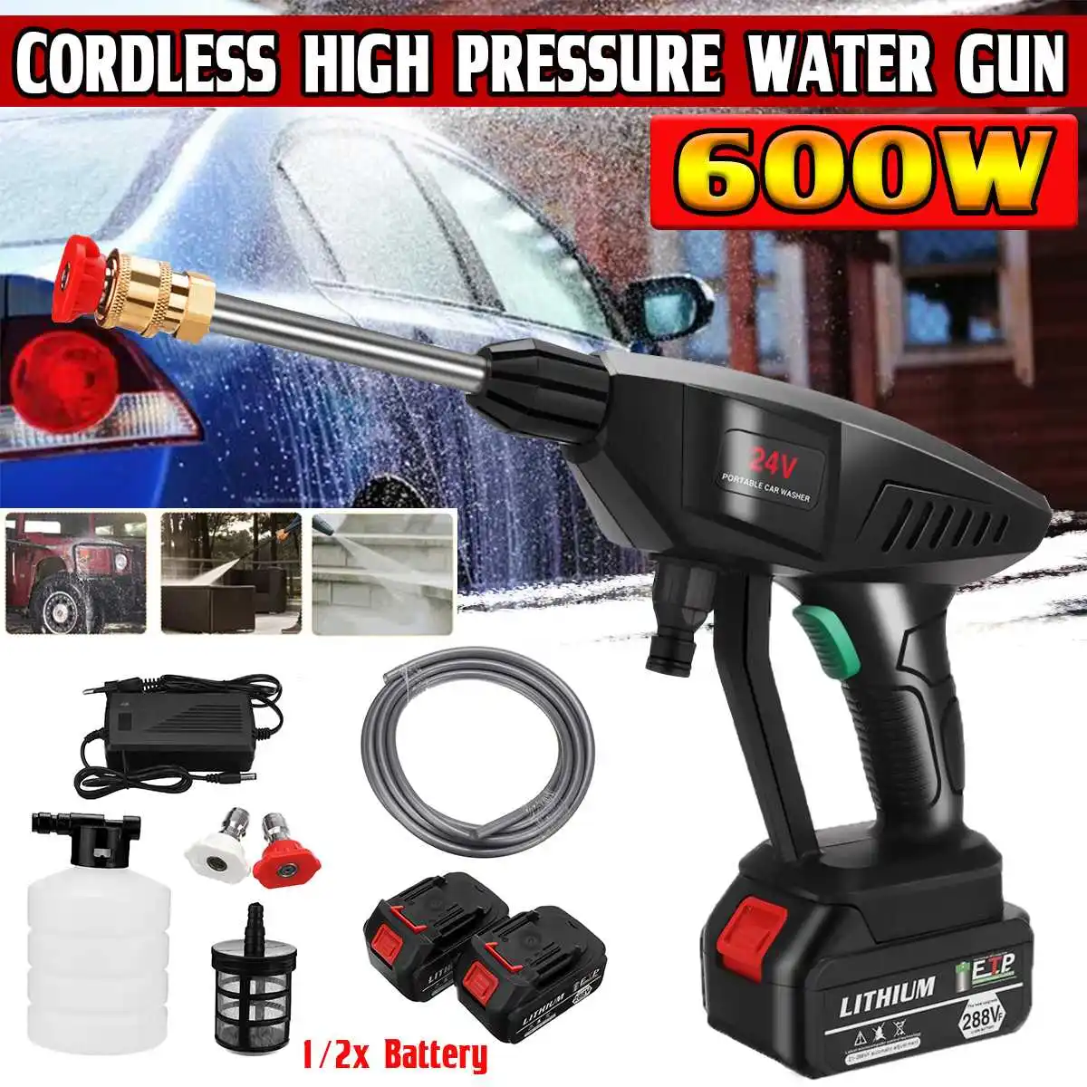 600W 24V Cordless Electric Car Washer Machine Kit Portable High ...