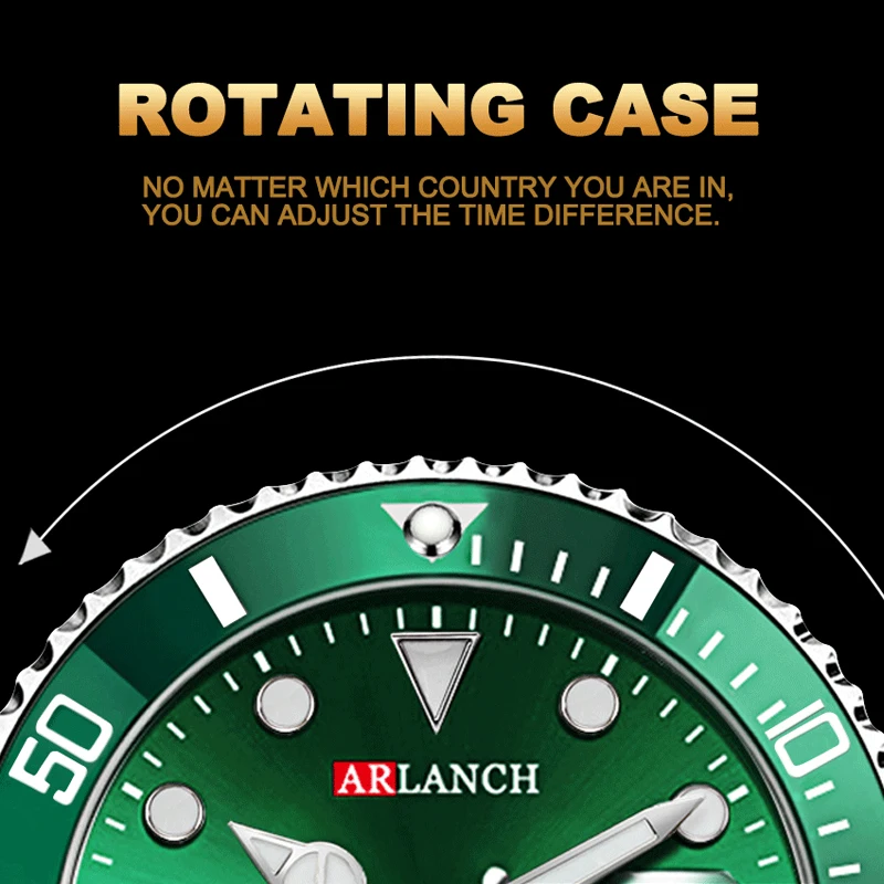 ARLANCH 306, мужские часы, Роскошные, бизнес, сталь, водонепроницаемые ...