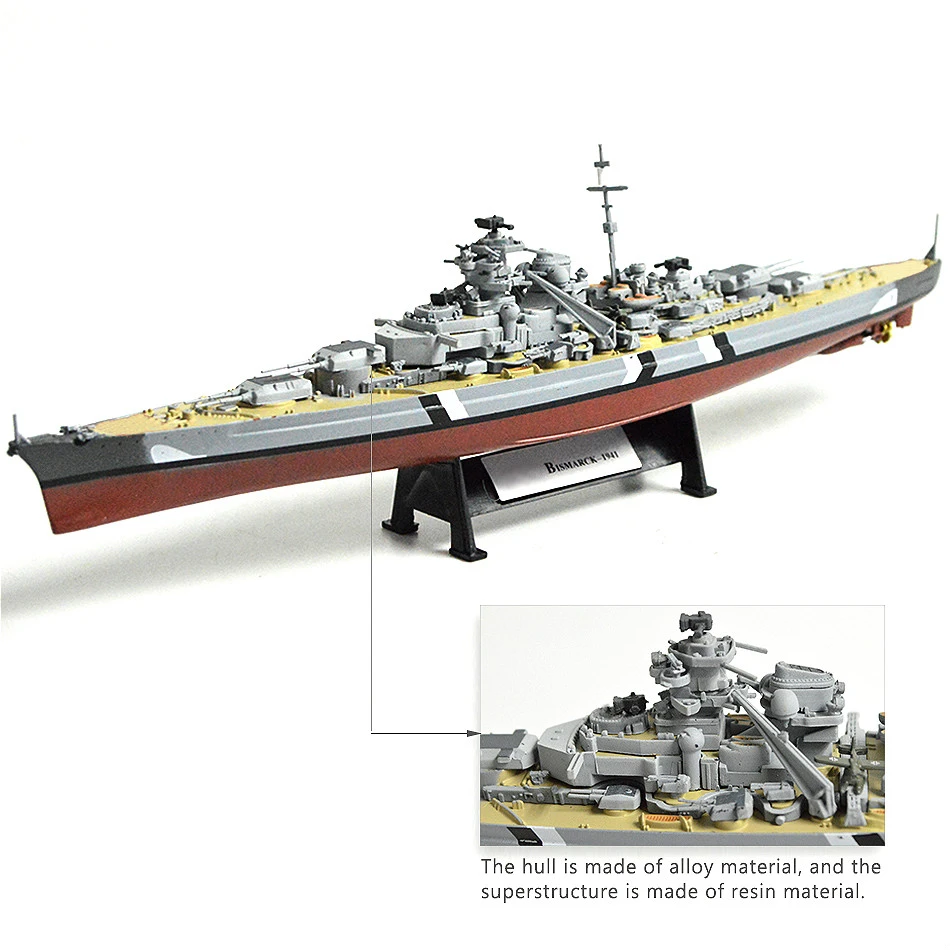 1:1000 World War II Ship Model Battleship Model Ship Bismarck USS ...