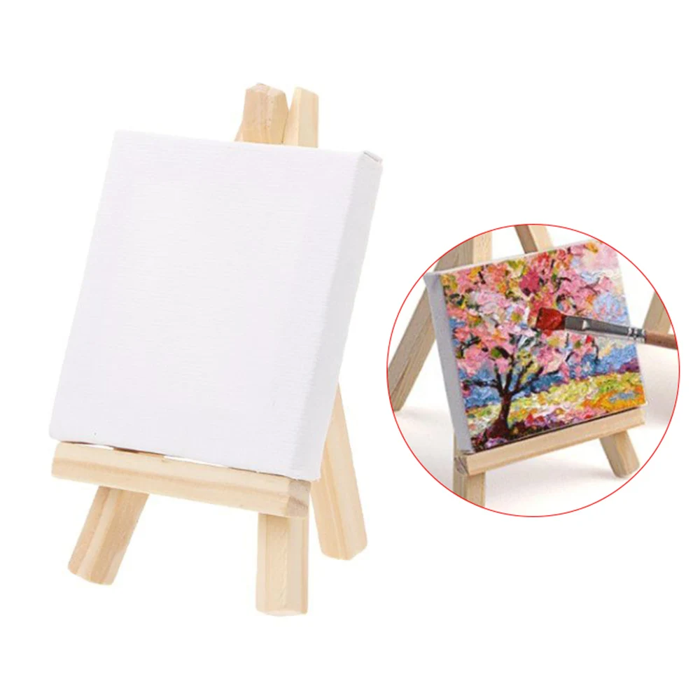 Mini Stretched White Blank Canvas With Easel Primed Canvases For ...