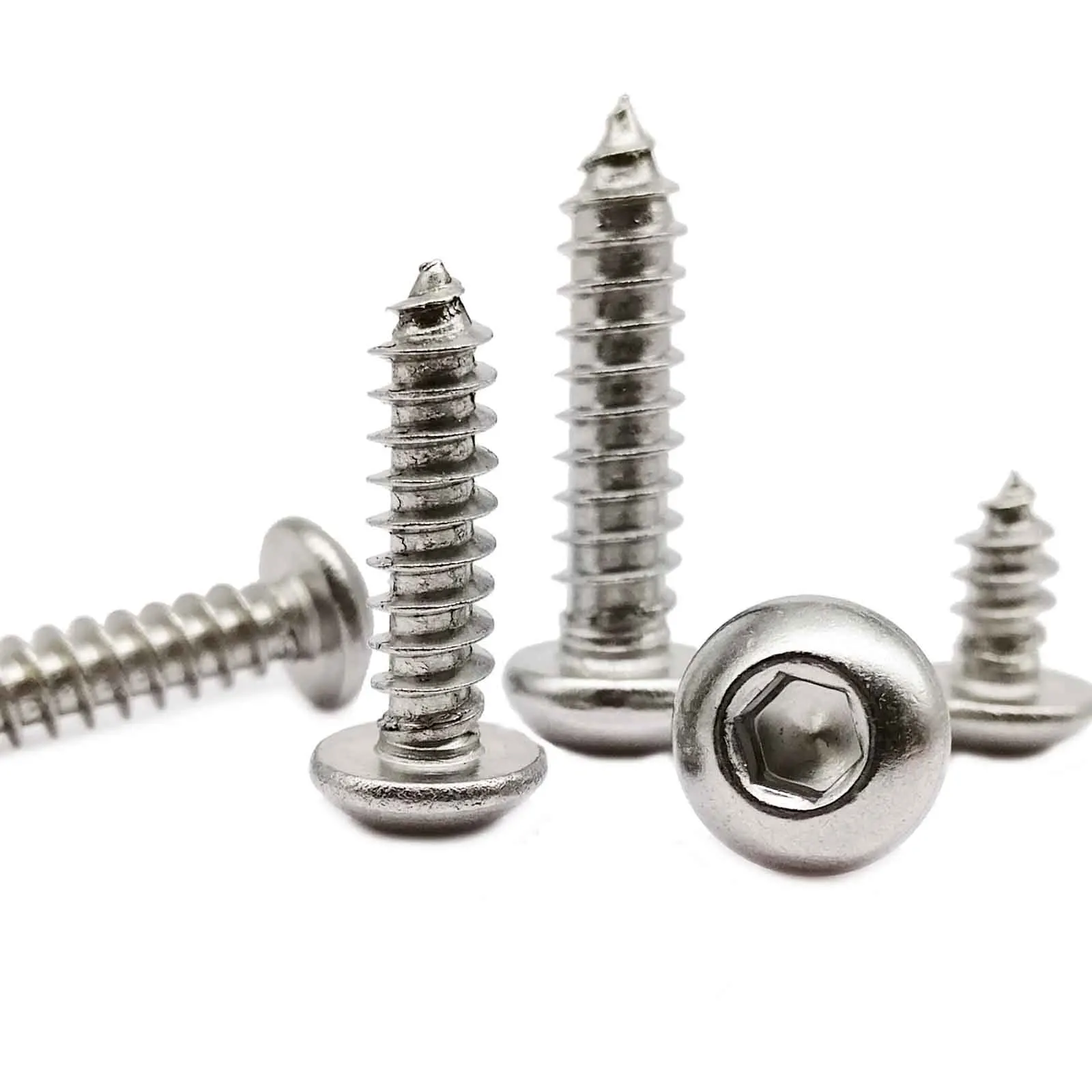 10/50 pièces M3 M4 M5 M6 A2-70 304 vis à bois autotaraudeuse en acier inoxydable Allen hexagone ...