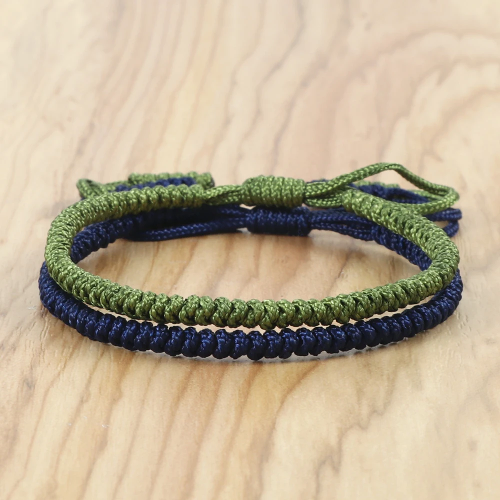Braided Bracelets Men Women Handmade Woven Dark Blue Green Rope ...