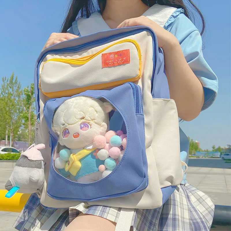 Women Anime Backpack for School Bag High capacity Canvas Transparent ...