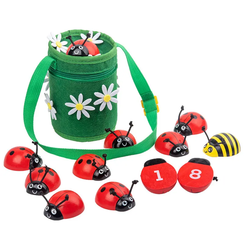 Montessori Counting Beetle Wooden Educational Toys 0-10 Numbers ...