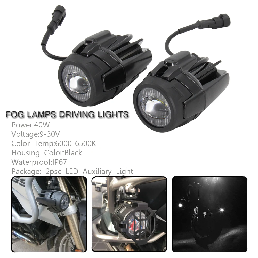 Universal Motorcycle Front Fog Light Led Driving Passing Fog Lamp Lights Auxiliary For BMW ...