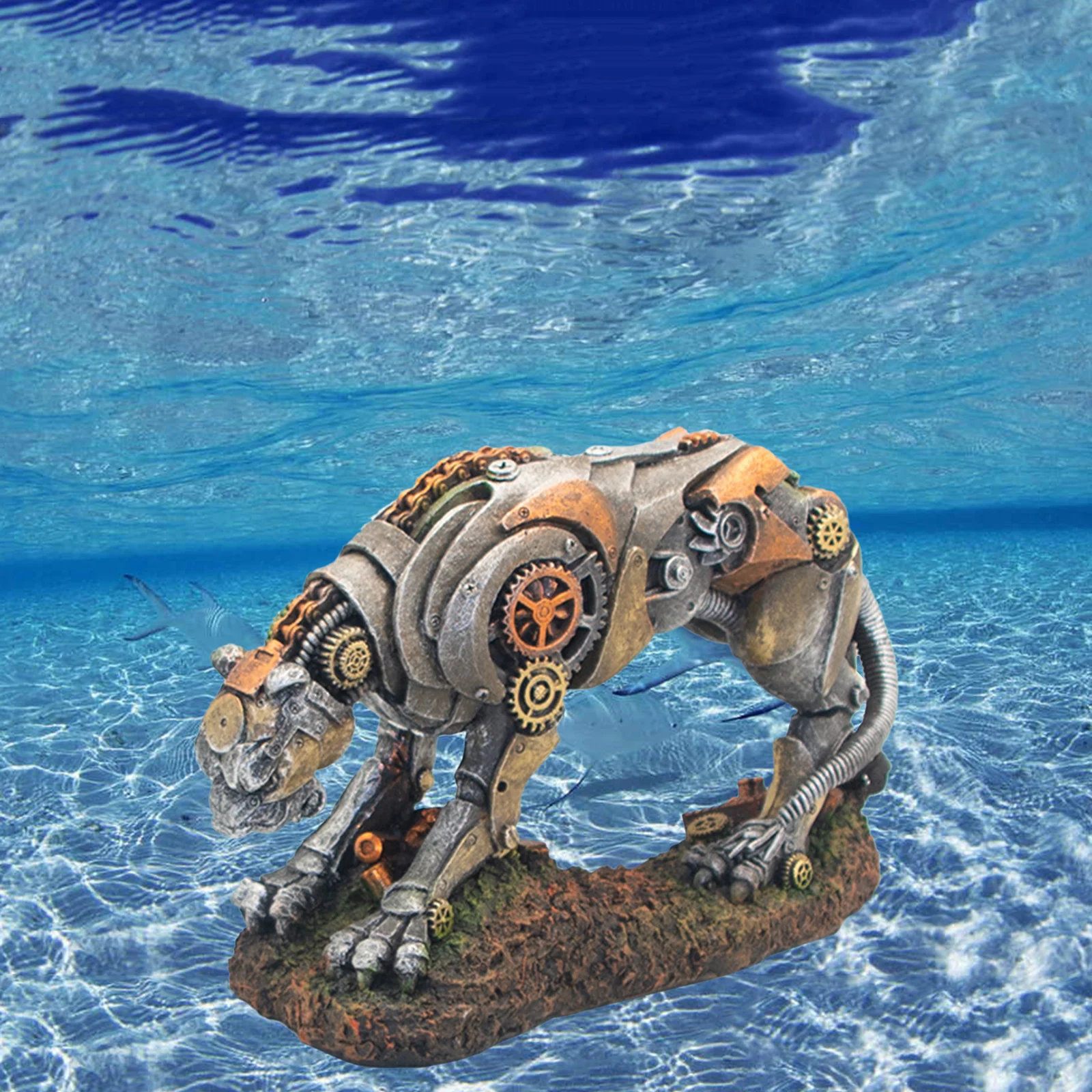 Aquarium-Ornament-Machine-Gear-Leopard-Landscaping-Fish-Tank ...