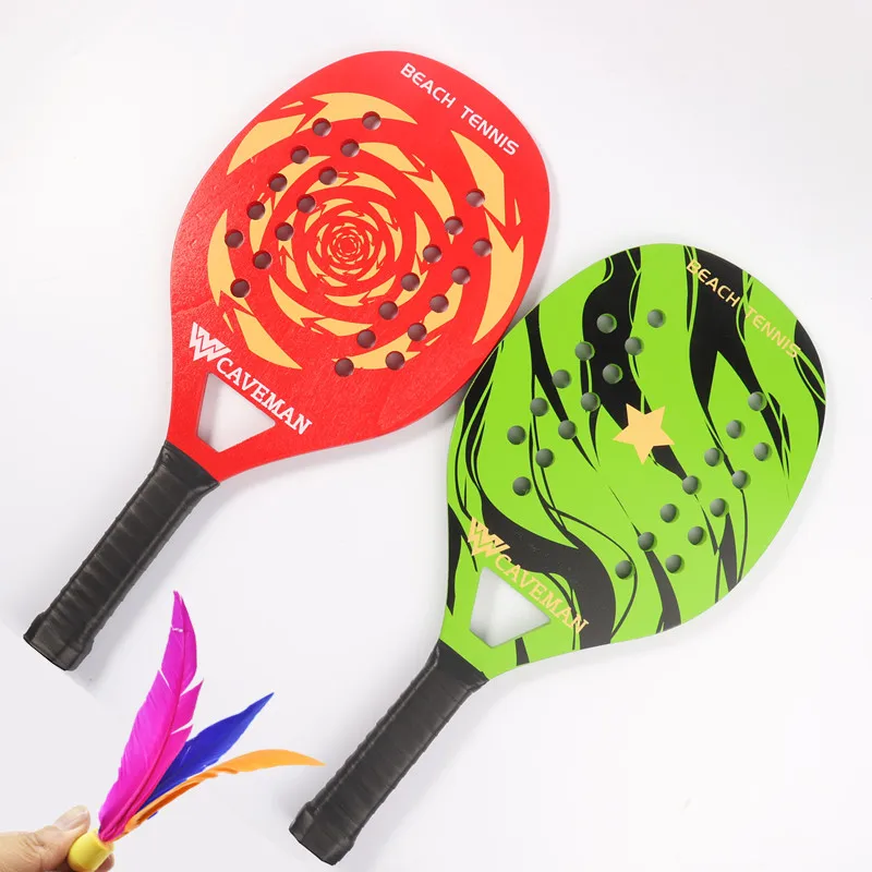 New seaside high-end wooden beach racket set beach tennis racket with ...