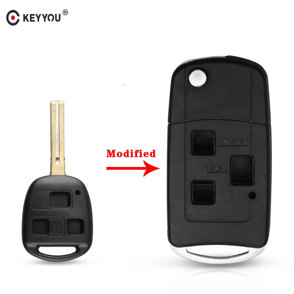 KEYYOU Remote Flip Folding Key Case 3 Buttons For Lexus IS200 GS300 ...