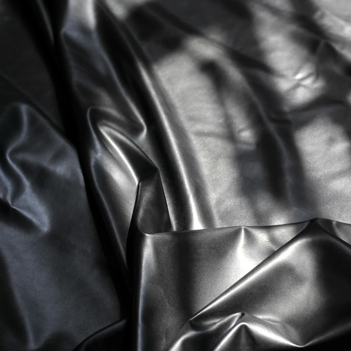 Shiny Black Leather Fabric