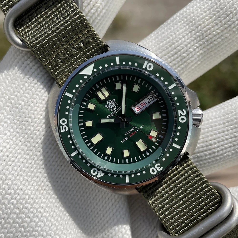 With Nato Strap! STEELDIVE Luxury Brand 44mm Captain Willard Watch Dive ...